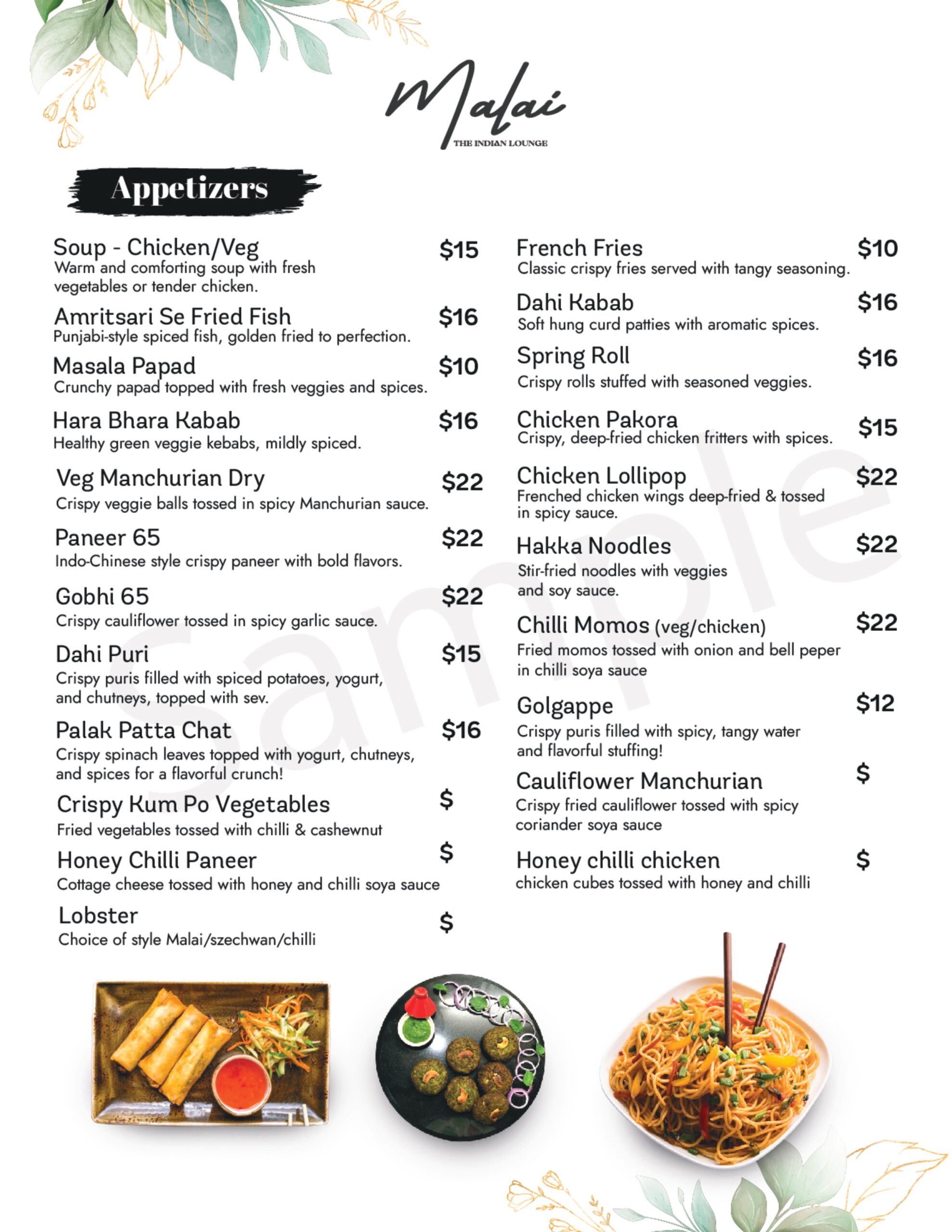 Menu – The Indian Lounge