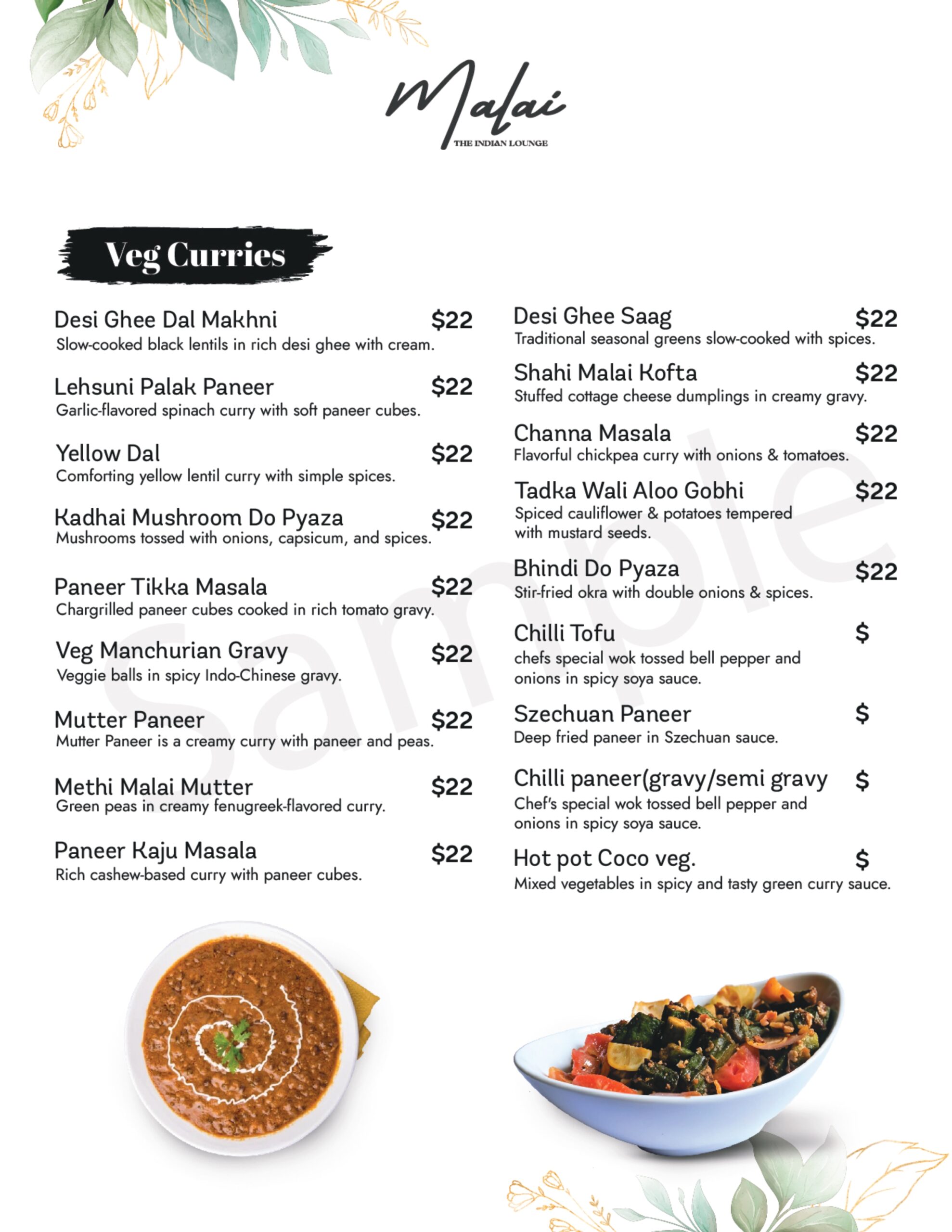 Menu – The Indian Lounge
