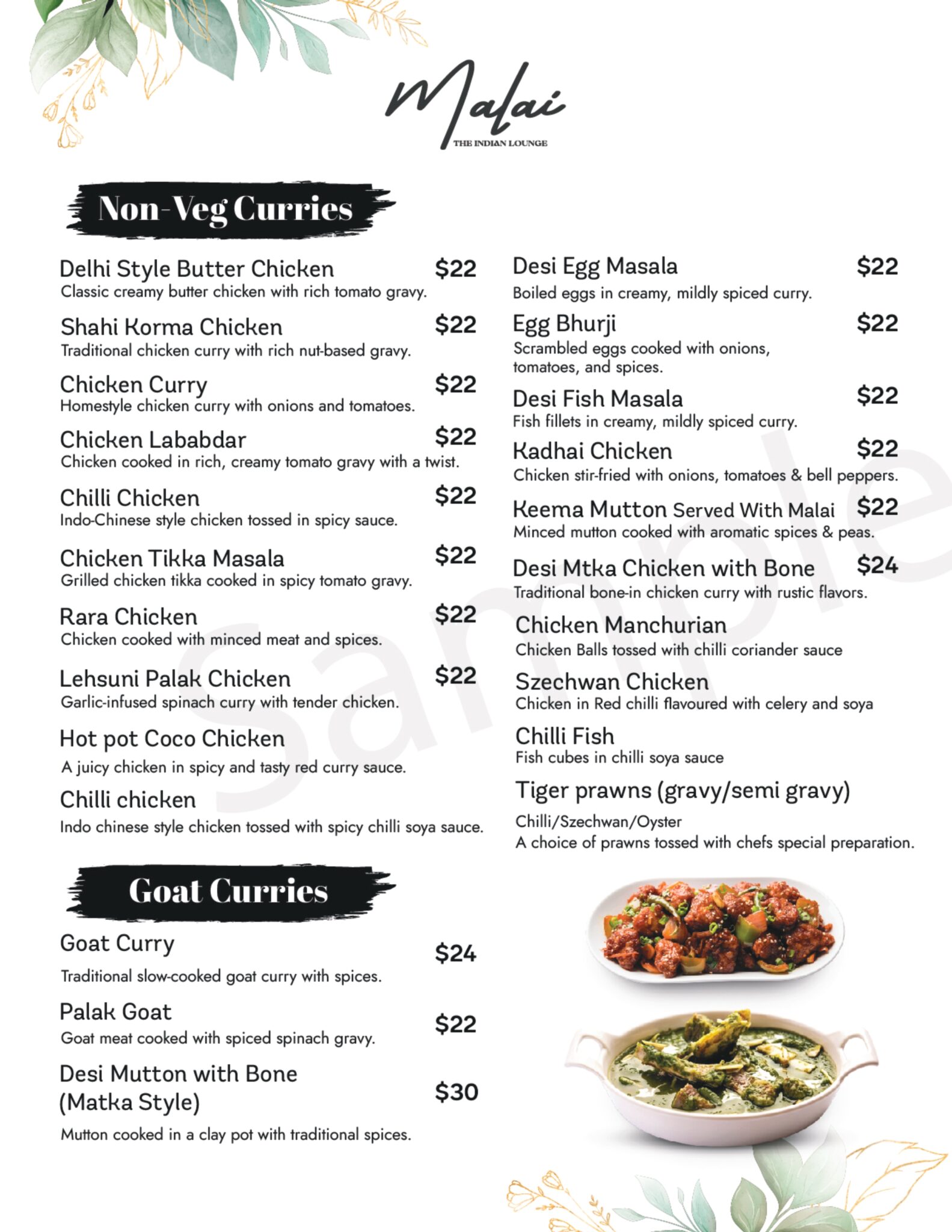 Menu – The Indian Lounge