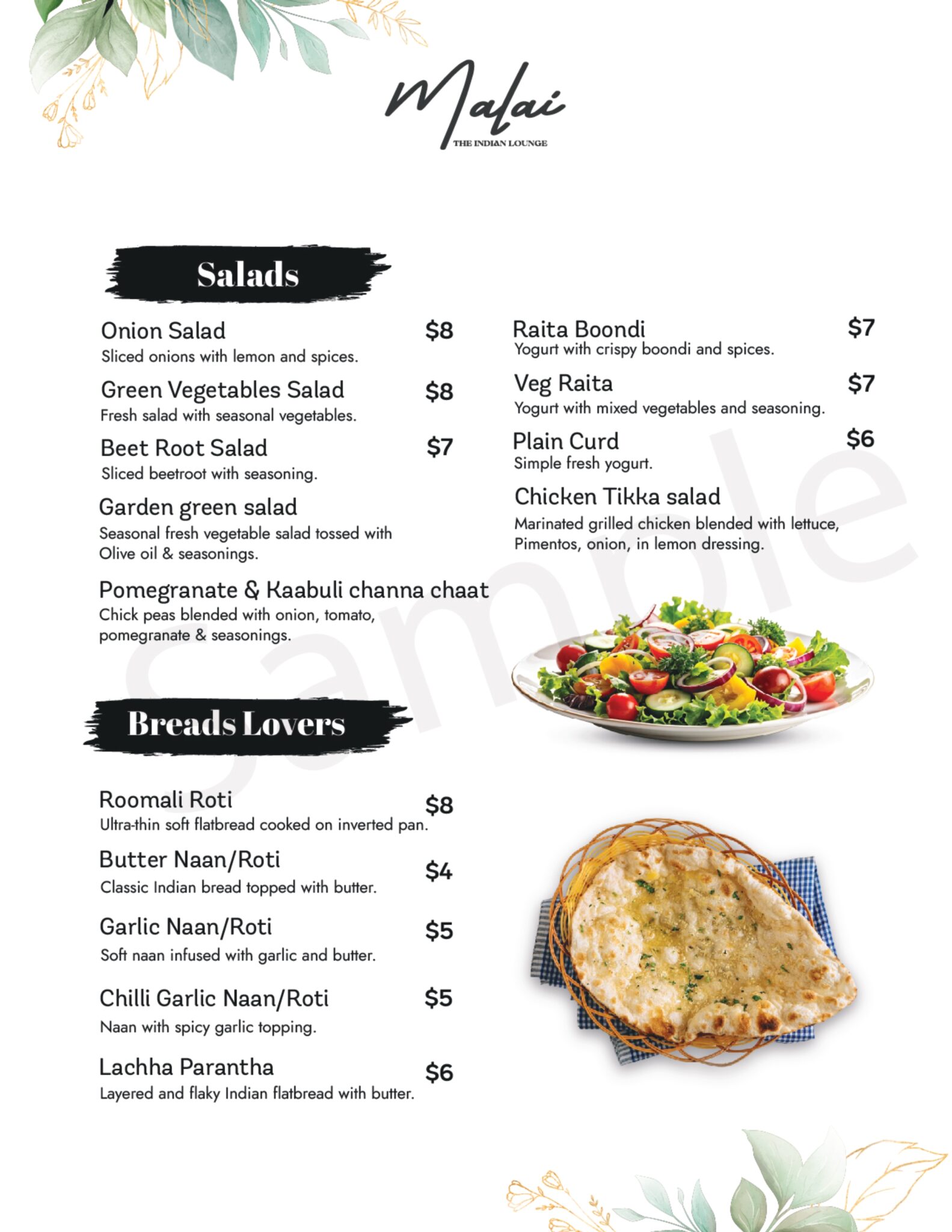 Menu – The Indian Lounge